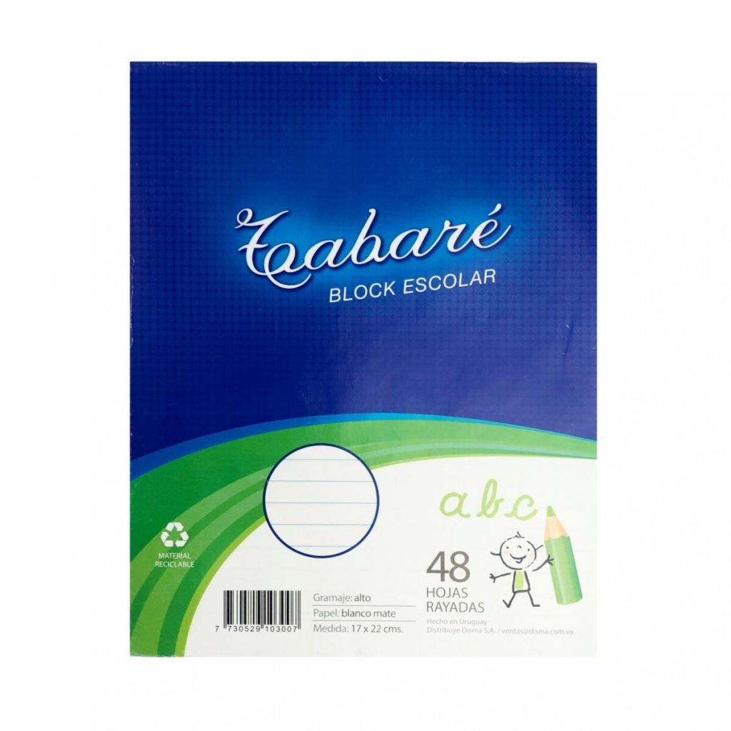 Block escolar rayado Tabaré – 48 hojas – Papelería Trazos